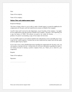 Petty Cash Reimbursement Request Letter | Download Letter