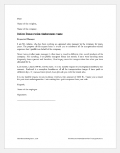 Reimbursement Letter for Transportation | Download Letter