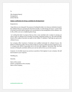 Justification Letter for Hiring a Candidate | Download Free
