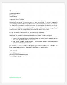 Notice of Schedule Change at Work | Word & Excel Templates