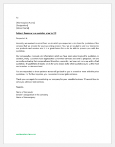 Reply Email for Quotation Request | Word & Excel Templates