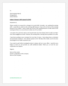 Shift Change Request Letter to Manager | Download Samples