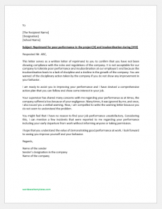 Warning Letter for Insubordination and Poor Performance | 2