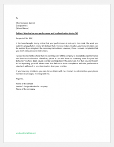 Warning Letter for Insubordination and Poor Performance | 2