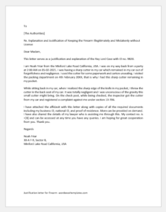 Justification Letter for Firearm | Word & Excel Templates