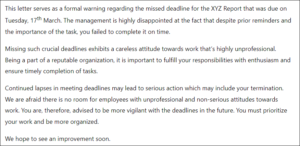 12 Warning Letters for Unprofessional Behavior for Various Reasons