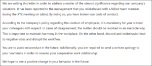 Warning Letter Samples for Three Important Policy Violations