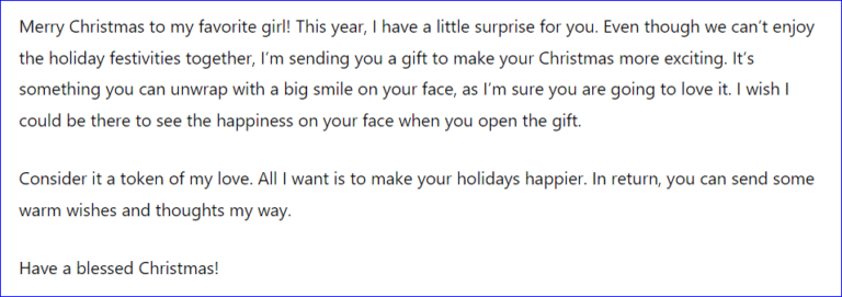 Christmas Message to Girlfriend -Long Distance | Copy & Send
