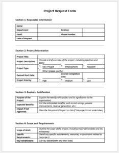 Project Request Form Template for Word | Download File
