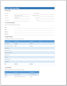 Event Budget Sheet for Excel | Word & Excel Templates