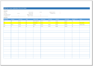 Half-Day Leave Application Record Sheet | Download for Excel