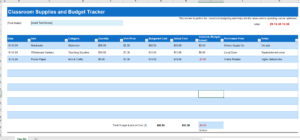 Classroom Supplies & Budget Tracker Template for Excel
