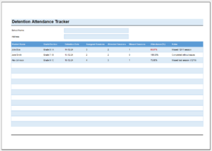 Detention Attendance Tracker Template for Excel | Download