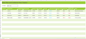 Meal Plan and Cafeteria Fees Tracker for Excel | Download