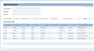 Staff Duty Roster Template for Excel | Download/Save