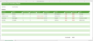 Classroom Inventory Template for Excel | Download/Save File