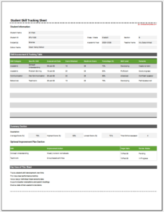 Student Skills Tracking Sheet for Excel | Download File