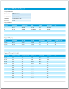 Equipment Utilization Worksheet for Excel | Download File