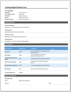 Employee Training Forms for Planning Tracking and Evaluation