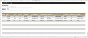 Vendor Entry Log Template for Excel | Word & Excel Templates