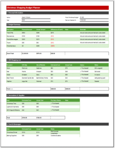 Christmas Shopping Budget Planner Template for Excel | Save