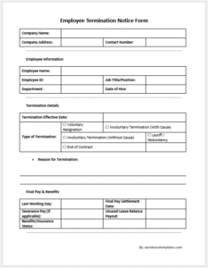 15 Commonly Used Forms for Termination of Employment | Save
