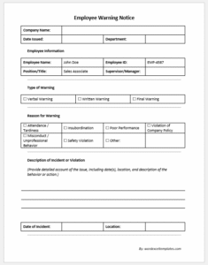 25+ Common Office Discipline & Violation Forms | Save/Print