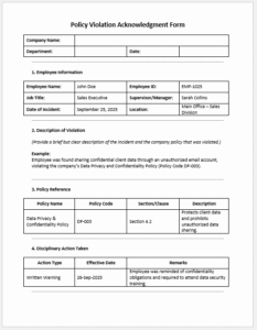 25+ Common Office Discipline & Violation Forms | Save/Print