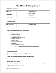 20+ Employee Dispute & Grievance Forms for MS Word | Save