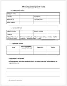 20+ Employee Dispute & Grievance Forms for MS Word | Save