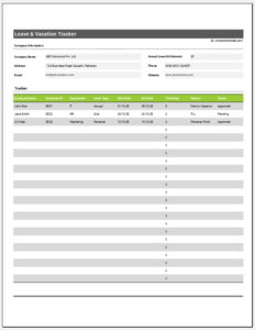 Leave & Vacation Tracker Template for Excel | Download File
