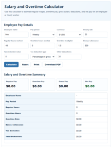 Salary and Overtime Calculator Template | Generate with AI